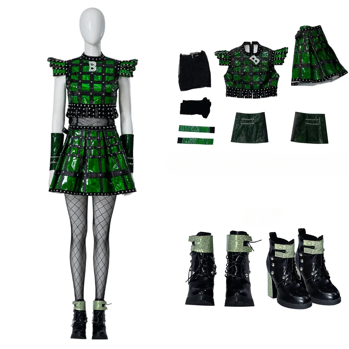 Green Queen Anne Boleyn Cosplay Costume Six Musical Costumes Top Skirt ...
