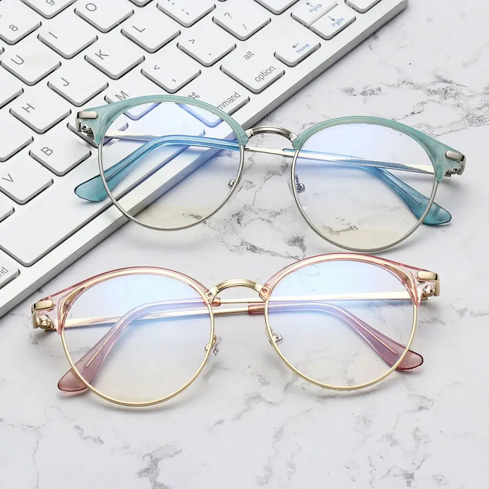 Vintage-Metal-Glasses-Classic-Round-Frame-Computer-Goggles-Office ...