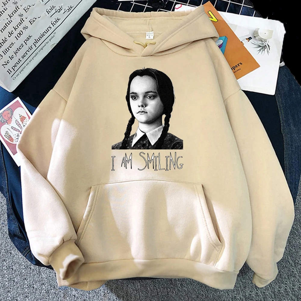 I Am Smiling Wednesday Addams Hoodies Oversize Casual Loose Male ...