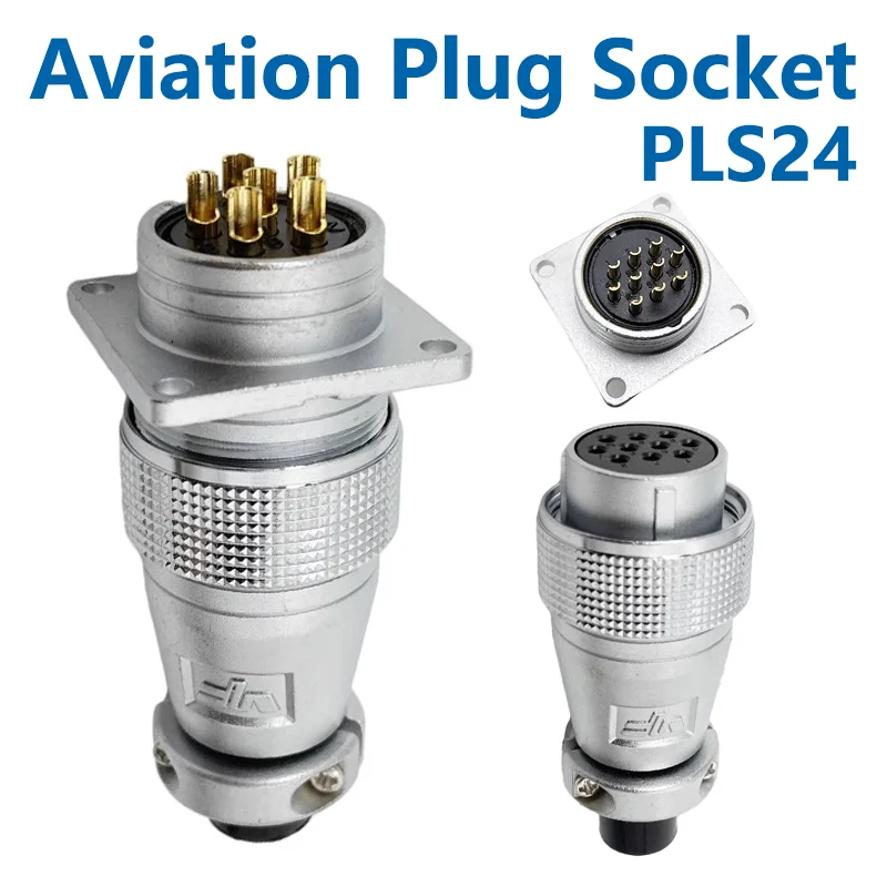 PLS24 WS24 6/10/12/19 Pin Circular Metal Aviation Socket Plug Wire ...