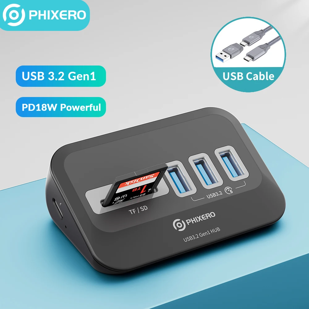 PHIXERO-USB-3-2-Docking-Station-HUB-Type-C-USB-3-0-Adapter ...