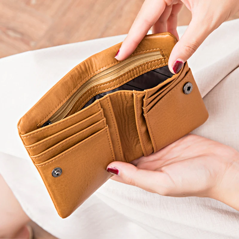 Simple-Snap-Button-Small-Wallet-Retro-Style-Faux-Leather-Wallet-With ...