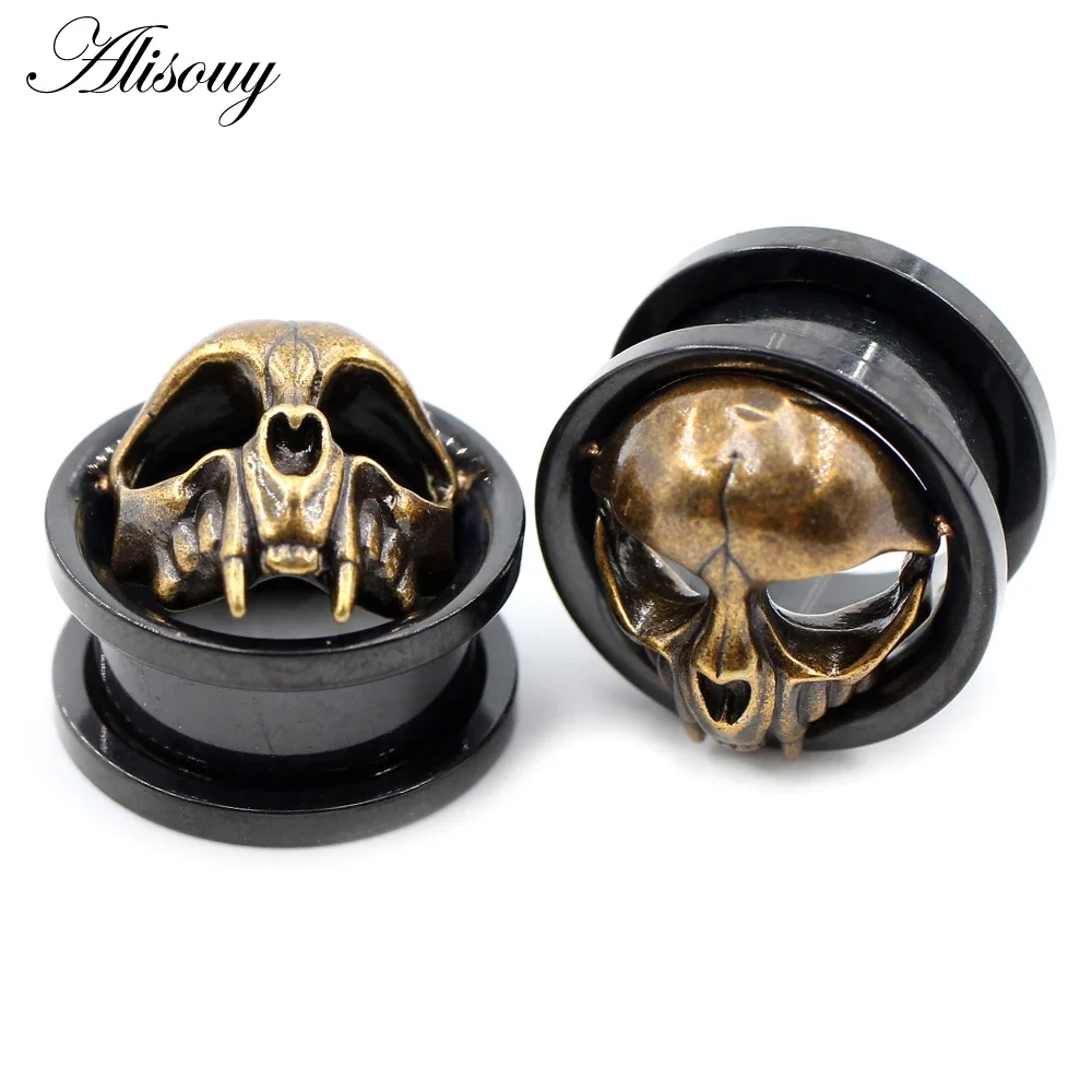 Alisouy-2-piezas-moda-de-acero-inoxidable-cabeza-de-calavera-dorada ...