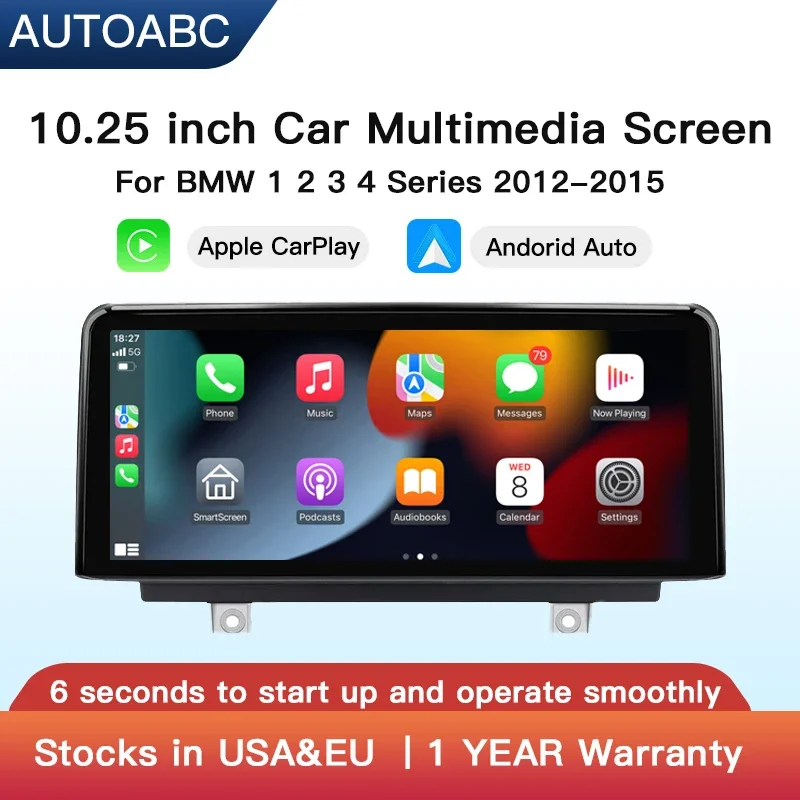 1920*720 Wireless CarPlay Android Auto Multimedia Display Touch Screen For BMW 1 2 3 4 Series ...
