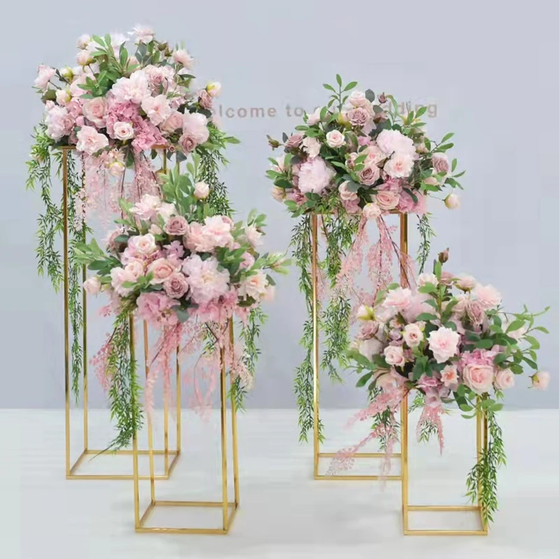 Geometric Flowers Stand Gold Wedding Centerpieces Tables Metal Floor ...