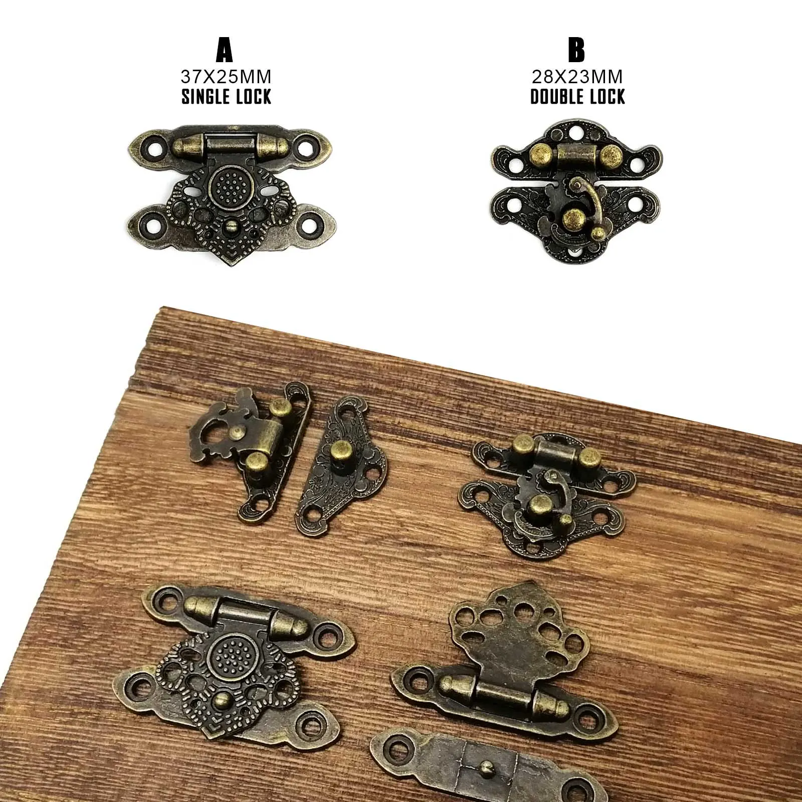 12pcs Vintage Antique Brass Bronze Decorative Wooden Jewelry Chest Wine ...