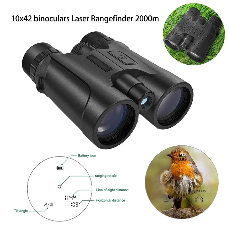 Optics-Binoculars-With-Laser-Rangefinder-BK7-Prism-HD-Telescopes-10X42 ...