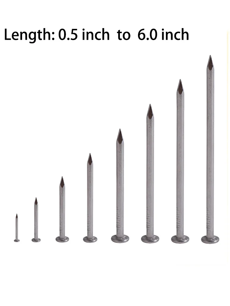 Cement Nail Flat Head Concrete Nails 304Stainless Steel Woodworking Round Nails For Wooden Boxes ...