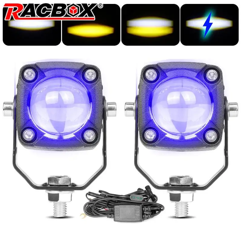 Motorcycle-LED-Fog-Light-30W-White-Yellow-Spotlight-Blue-Red-Devil-Eyes ...