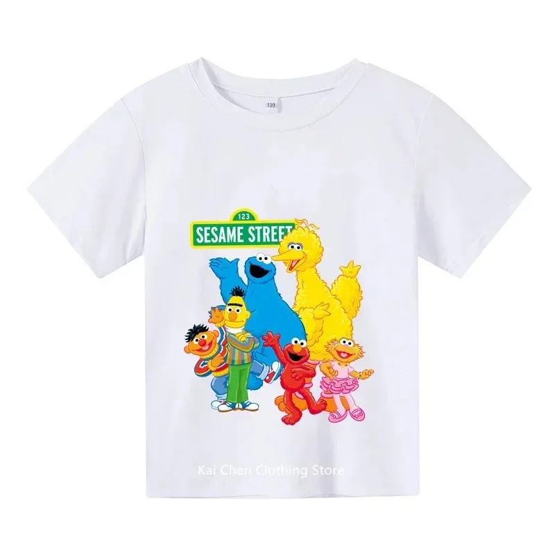 Kids-Summer-Short-Sleeve-Girls-Boys-T-shirt-The-Sesame-Street-Elmo ...
