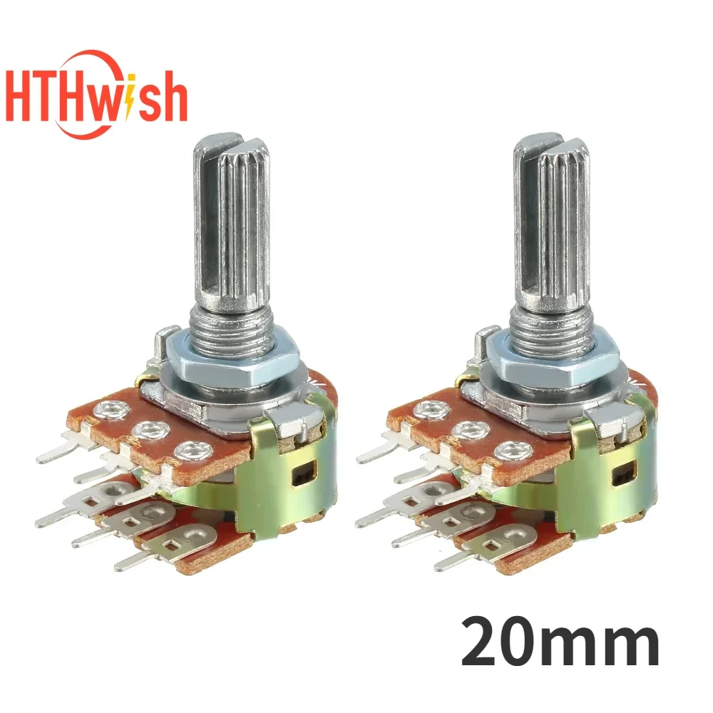 10PCS-WH148-6Pin-Potentiometer-20mm-Shaft-with-Nuts-and-Washers-Linear ...
