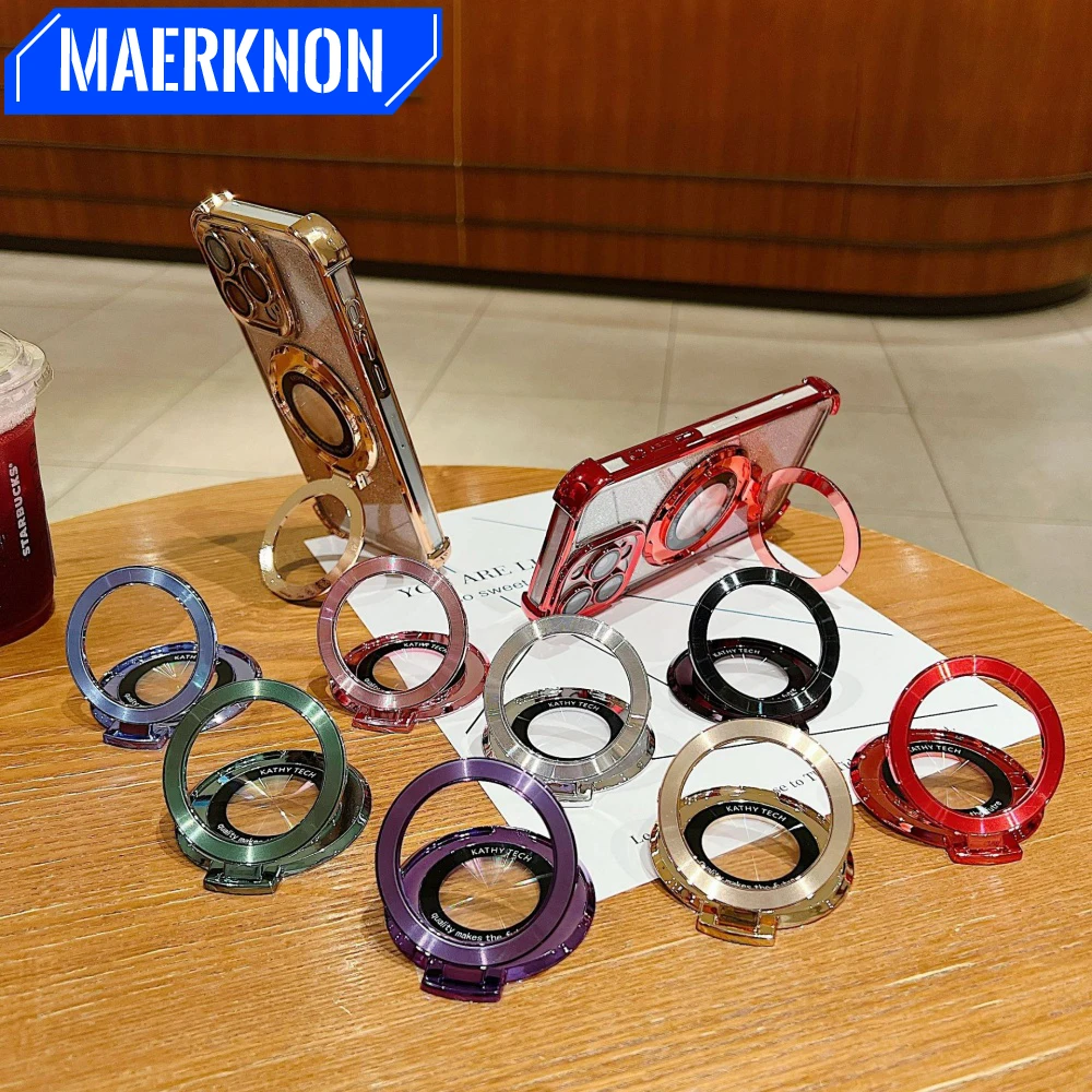 Magnetic Bracket Ring Stand Universal Luxury Plating Phone Back Case ...