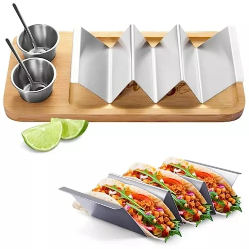1set Taco Holder Stand Stainless Steel Burritos Taco Tortilla Tray ...