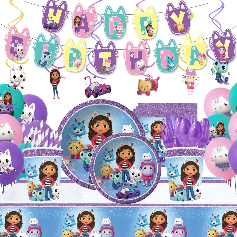 Gabby-Dollhouse-Cats-Birthday-Decoration-Balloon-Disposable-Tableware ...