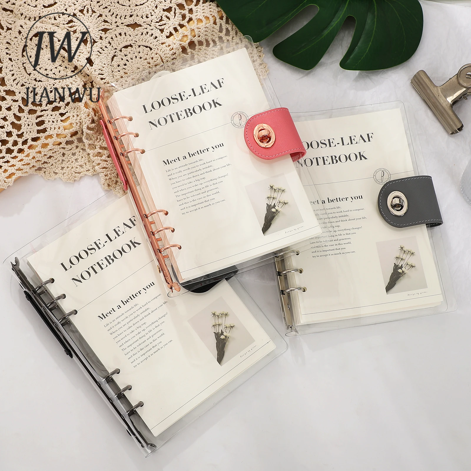 JIANWU-90-p-ginas-libro-de-PVC-Simple-estilo-de-bloqueo-transparente ...