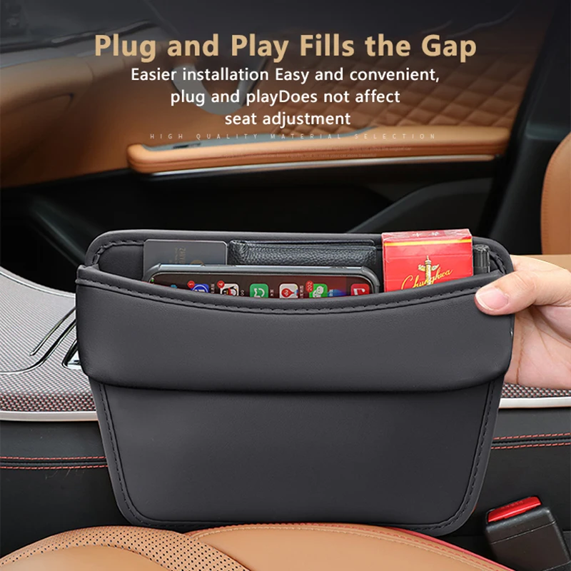 Car Seat Seam Storage Box Auto Gap Organizer Leather Bag Portable ...