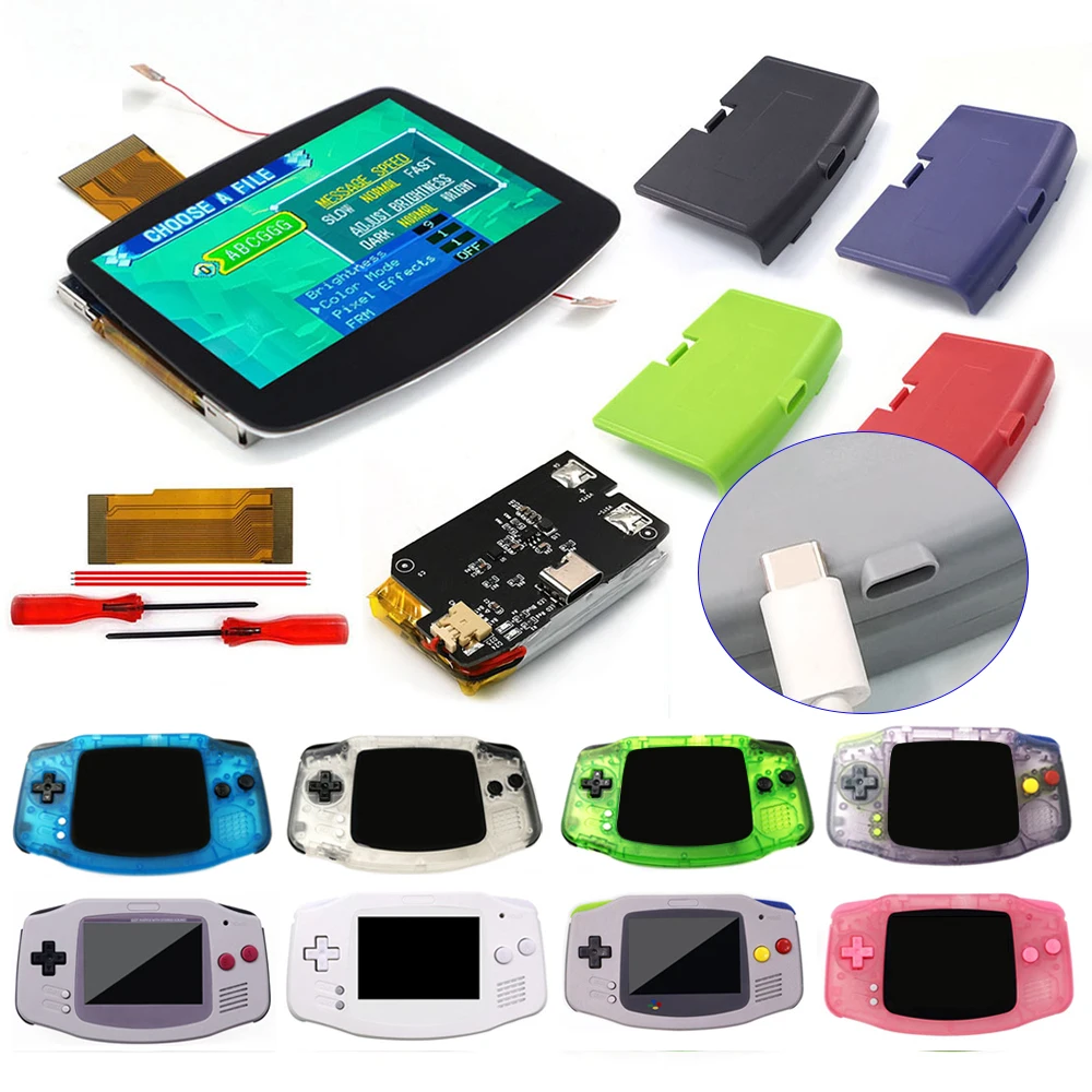 GBA-V5-Laminated-IPS-LCD-Backlight-KIT-Built-In-Rechargeable-1800mAh ...