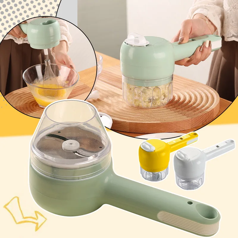 4in1 Multifunctional Electric Vegetable Cutter Slicer Garlic Mud Masher ...