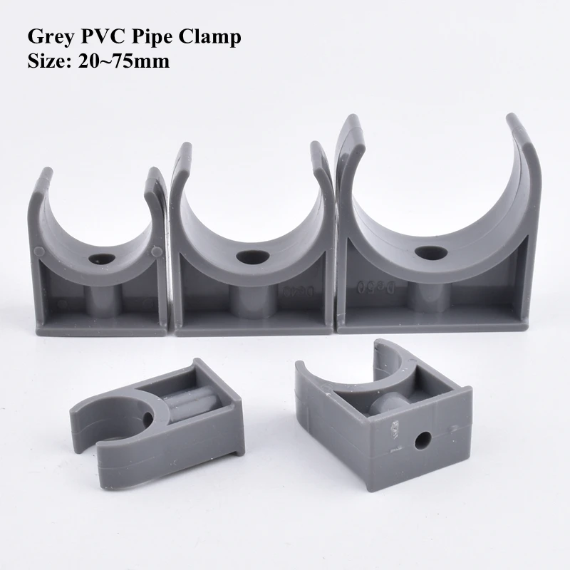 1-20pcs-20-75mm-Light-Gray-PVC-Pipe-Clamp-UPVC-Tube-Holder-Garden-Water ...