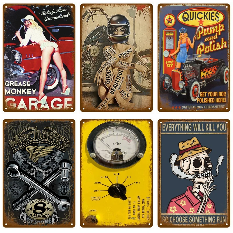 Metal-Sign-Garage-Gas-Oil-Spark-Plug-Tyre-Service-Man-Cave-Club-Bar ...