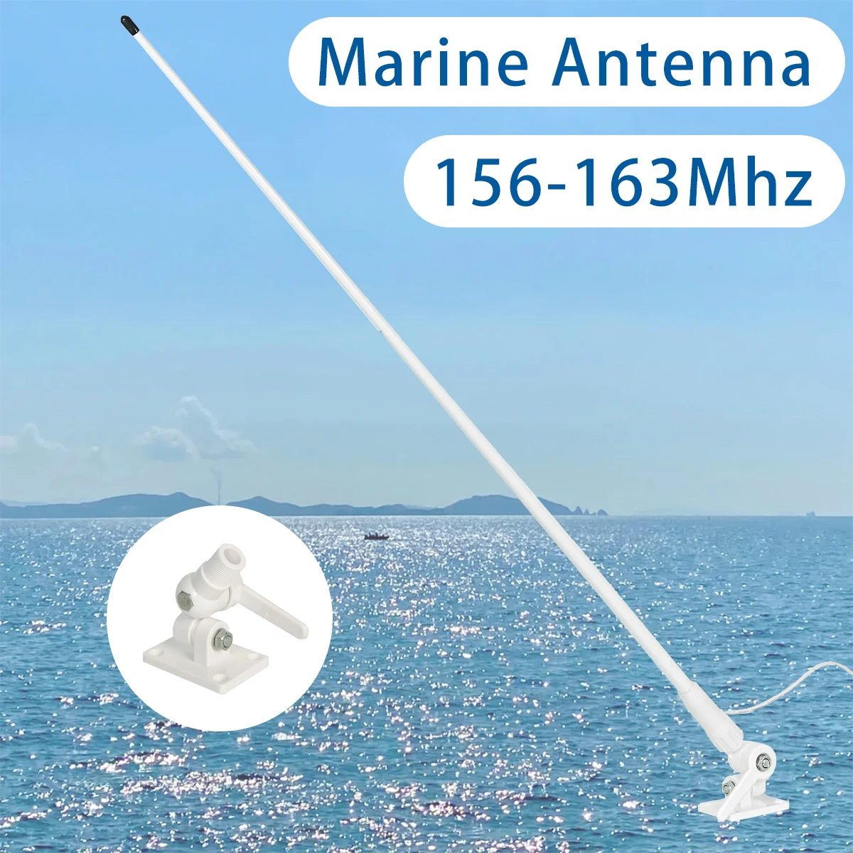 Abbree Marine Base Antenna 153-163mhz Fiberglass Waterproof Boat ...