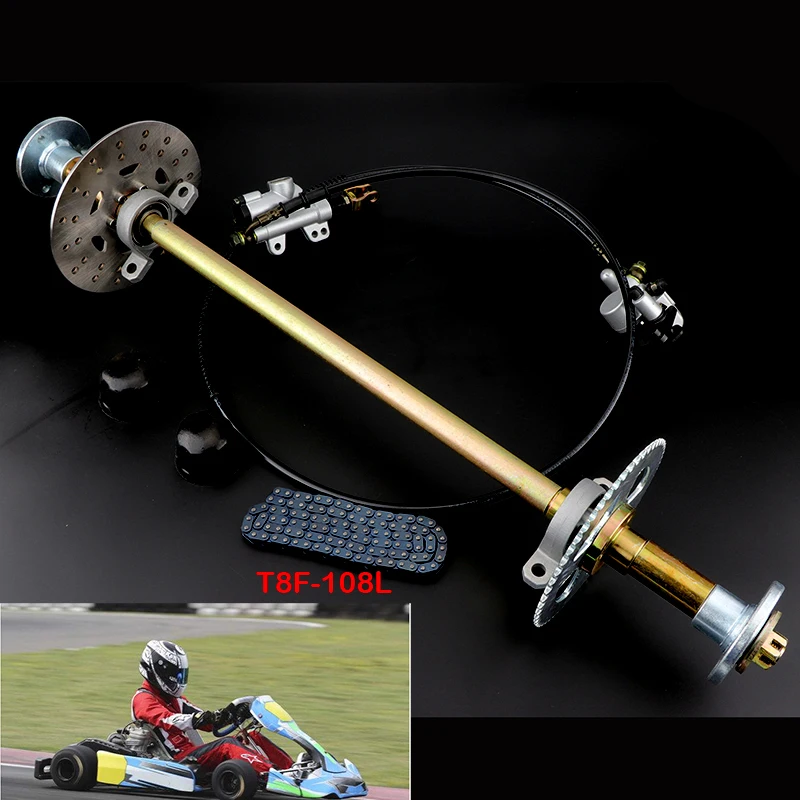 Go-Kart-740mm-Rear-Axle-Kit-Brake-Hub-Disc-Rotor-T8F-Chain-Sproket ...