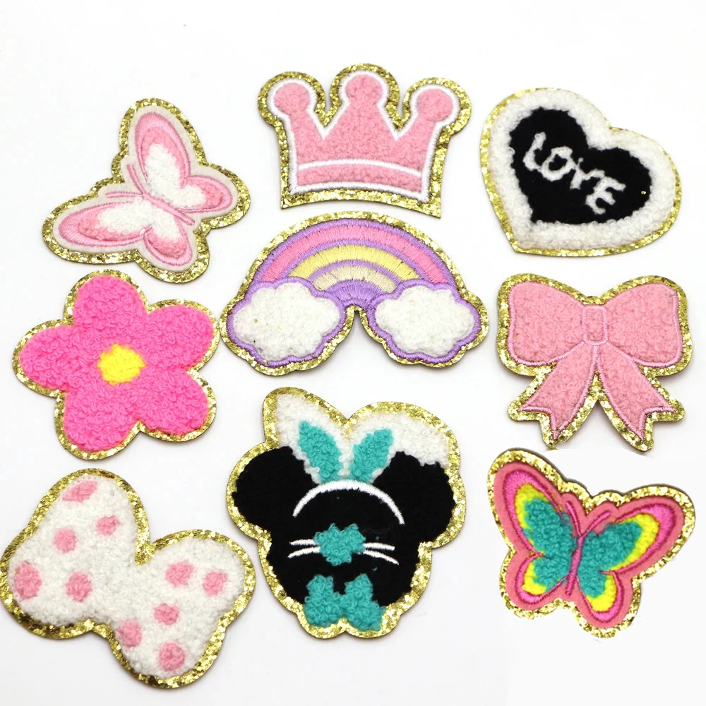 1PC-Chenille-Iron-on-Patches-Embroidery-Patch-Flower-Bows-Rainbow-Patch ...