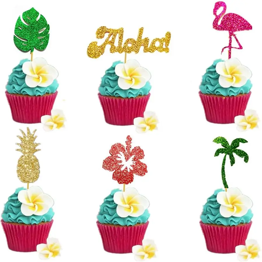 24-PCSTropical-Cupcake-Toppers-Aloha-Cupcake-Toppers-Flamingo-Cupcake ...