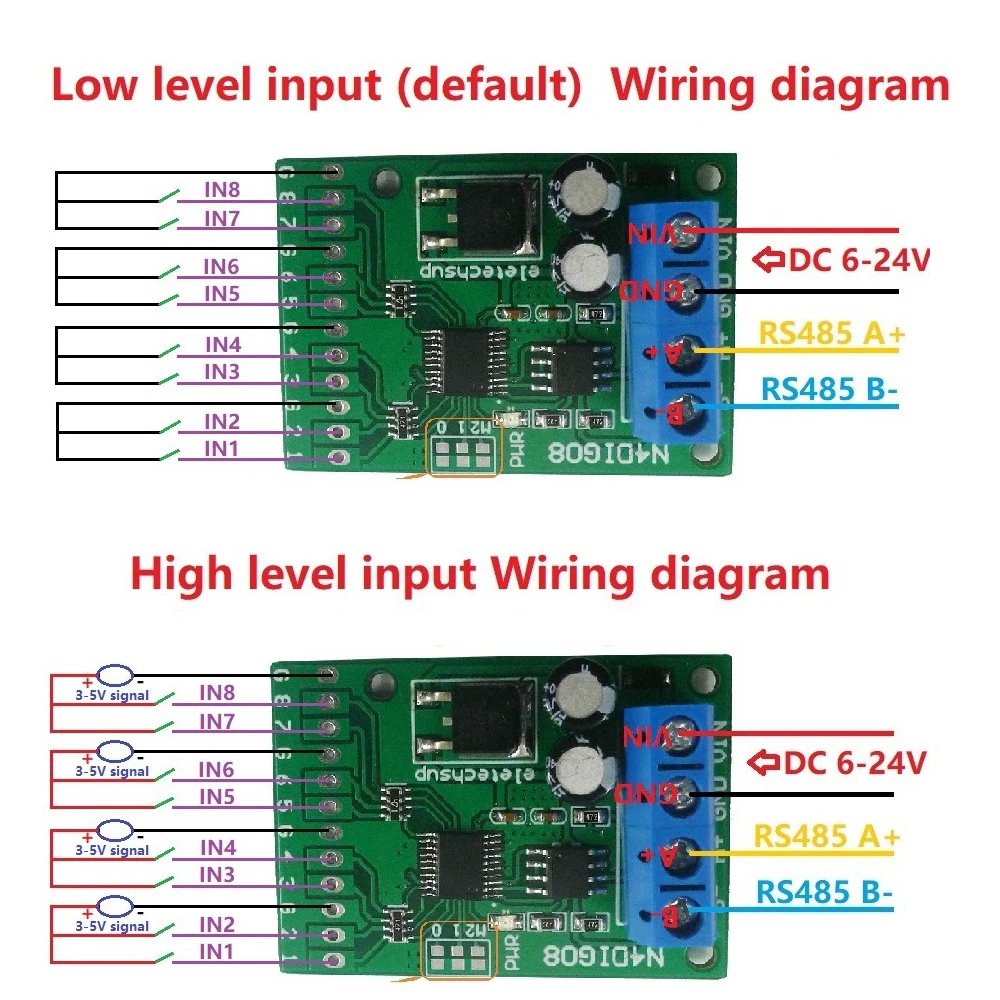 Dc 12v 24v 8 bit 4 bit módulo de relé ttl entrada/saída modbus rtu ...