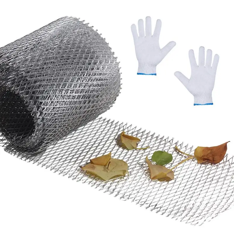 6M-Aluminum-Gutter-Guard-With-Pair-of-Glove-Anti-Clogging-Mesh-Cover ...