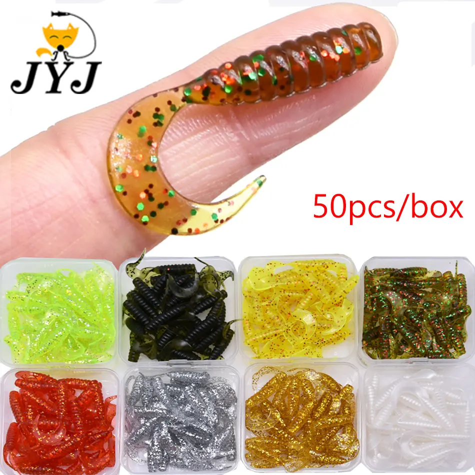 50pcs/box 4cm small soft artificial worm grub lure bait ,fishing silica ...