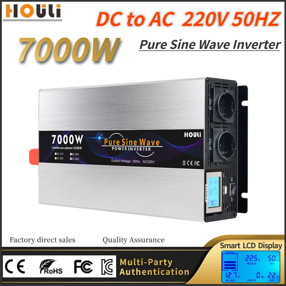 7000w Pure Sine Wave Inverter Dc 12v 24v To Ac 220v 230v 50hz 60hz ...