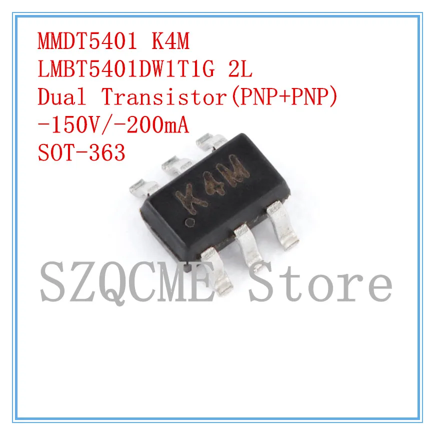 50 pces mmdt5401 lmbt5401dw1t1g 5401 marcação k4m 2l-150v-200ma-0.2a ...