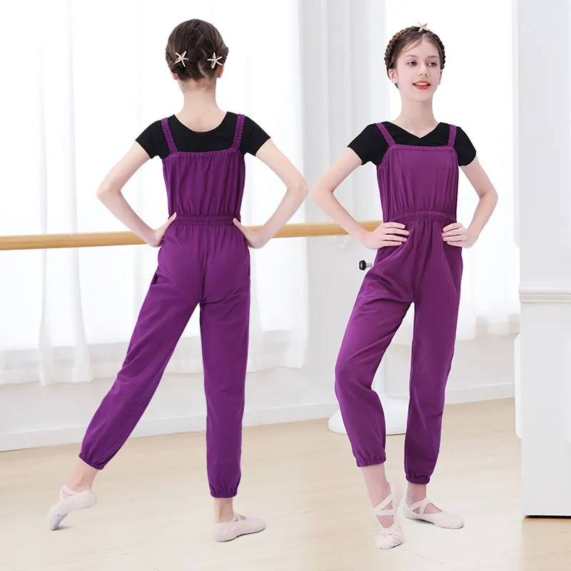 Girls Ballet Pants Dance Overalls Kids Cotton Camisole Jumpsuit Loose ...
