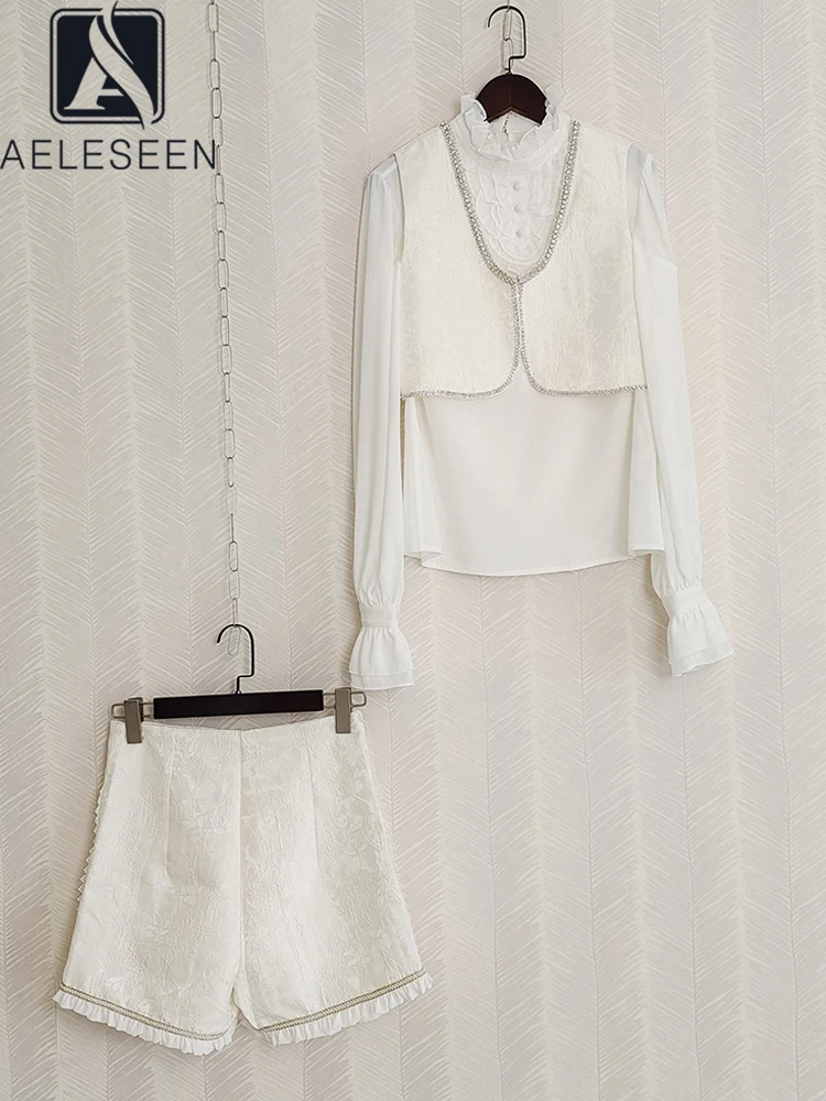 AELESEEN-Spring-Summer-Shorts-Set-2023-Women-Ruffles-Blouse-Cardigan ...