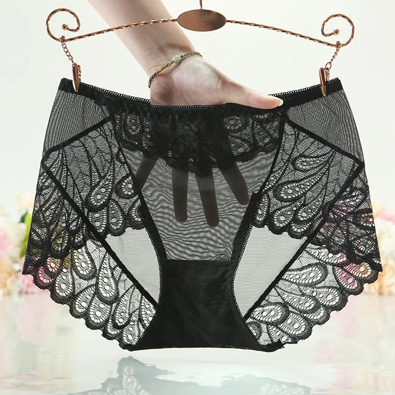 Sexy-Ultra-Thin-Transparent-Lace-Panties-Large-Size-Elastic-Mid-Waist ...