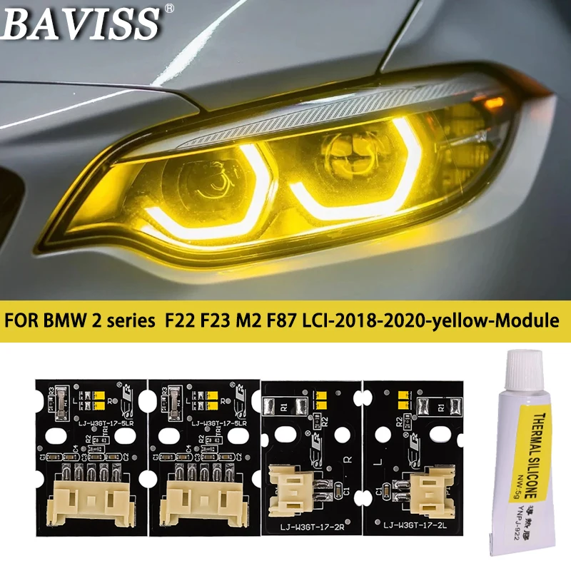 For BMW M2 2 series DRL Yellow Red Blue Angel Eyes multicolor LED F22 ...