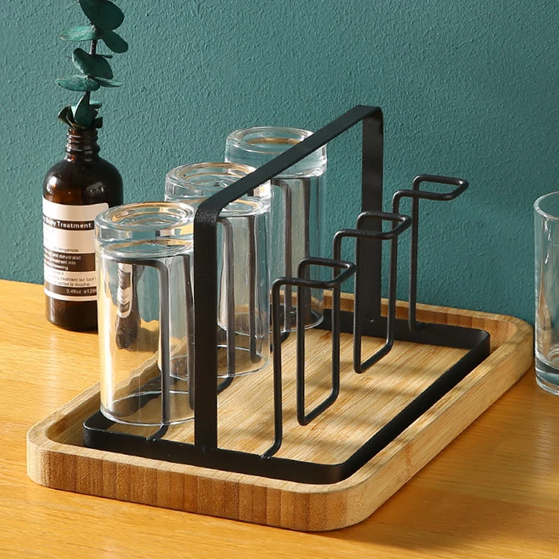 6-Glass-Cups-Stand-Holder-Drying-Shelf-Kitchen-Water-Cup-Rack-Home ...