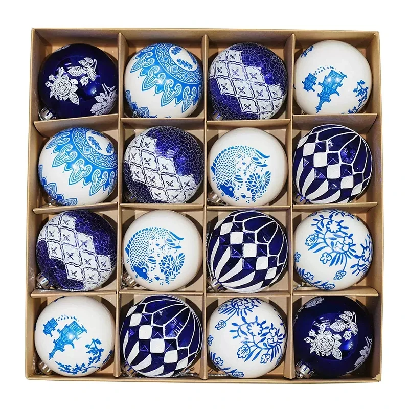 Blue-And-White-Porcelain-8cm-Hand-painted-Plastic-Round-Baubles-Xmas ...