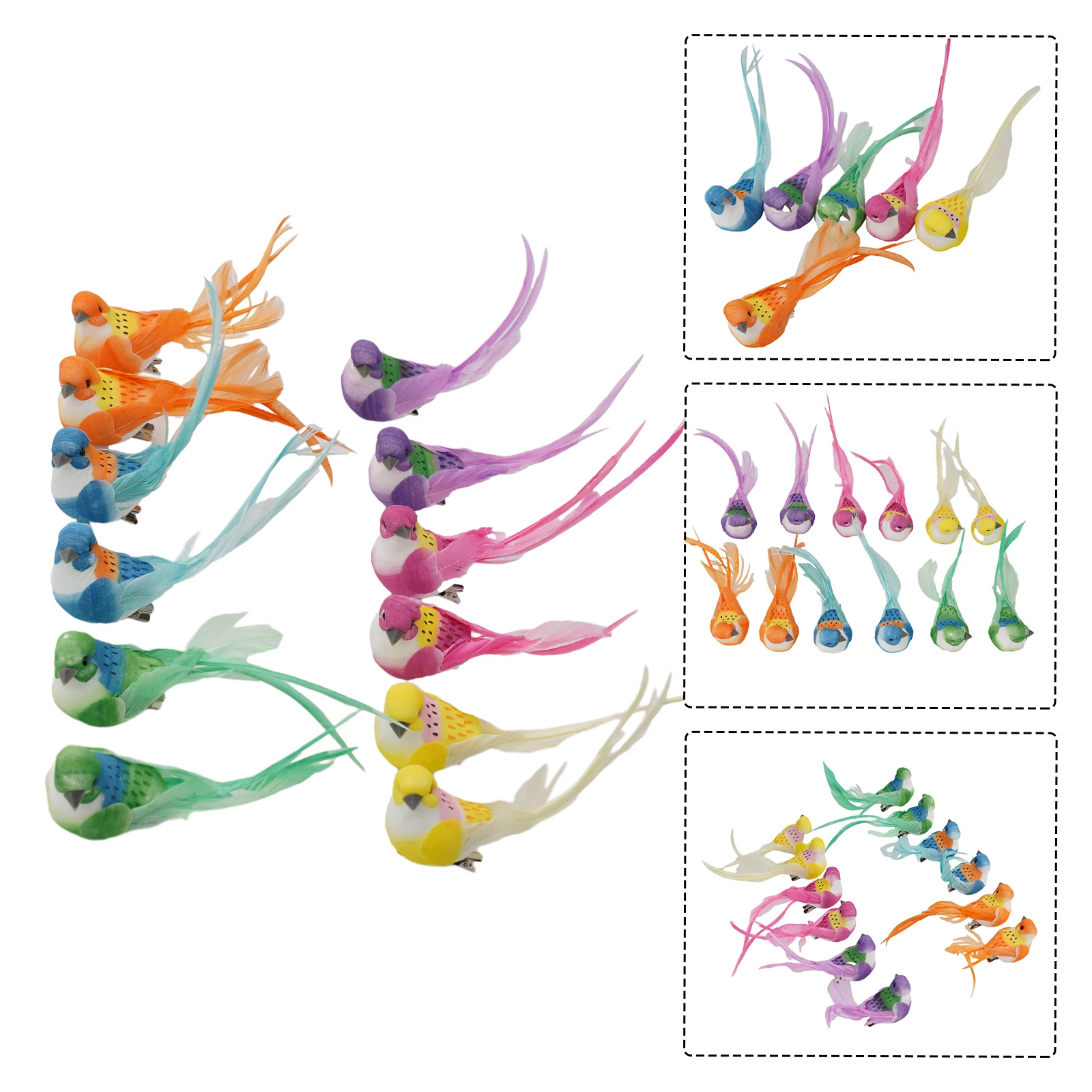 12pcs-Artificial-Foam-Feather-Birds-DIY-Crafts-Ornament-Miniature ...