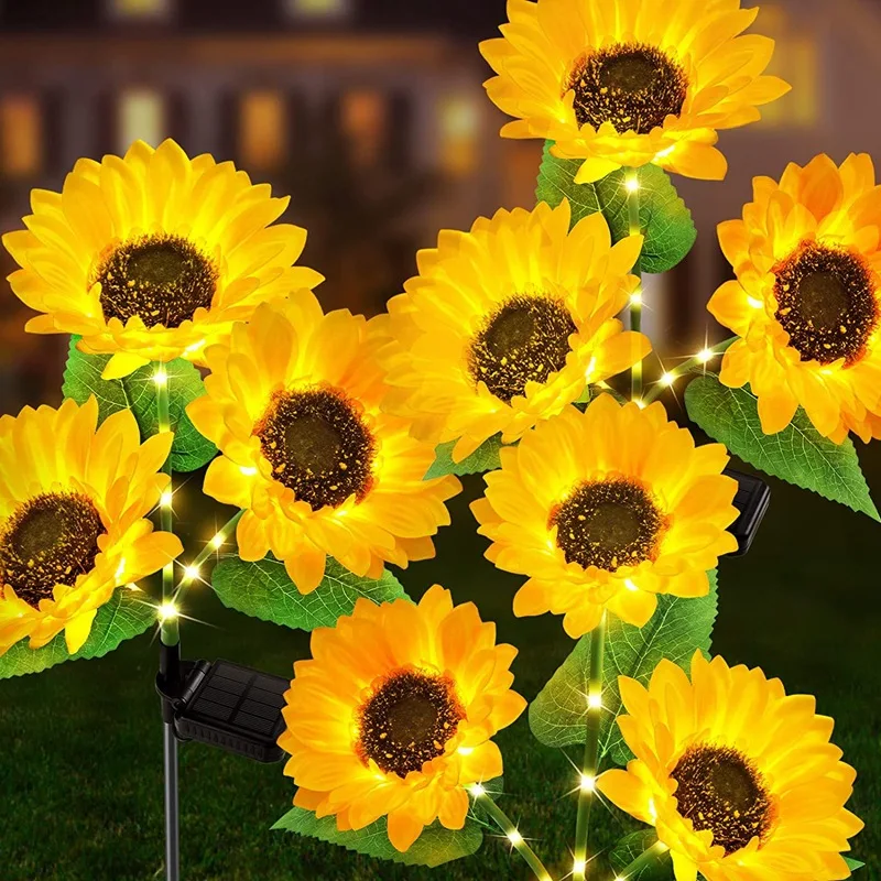 LED-Solar-Sunflower-Lights-Outdoor-Waterproof-Light-Auto-ON-Off-Garden ...