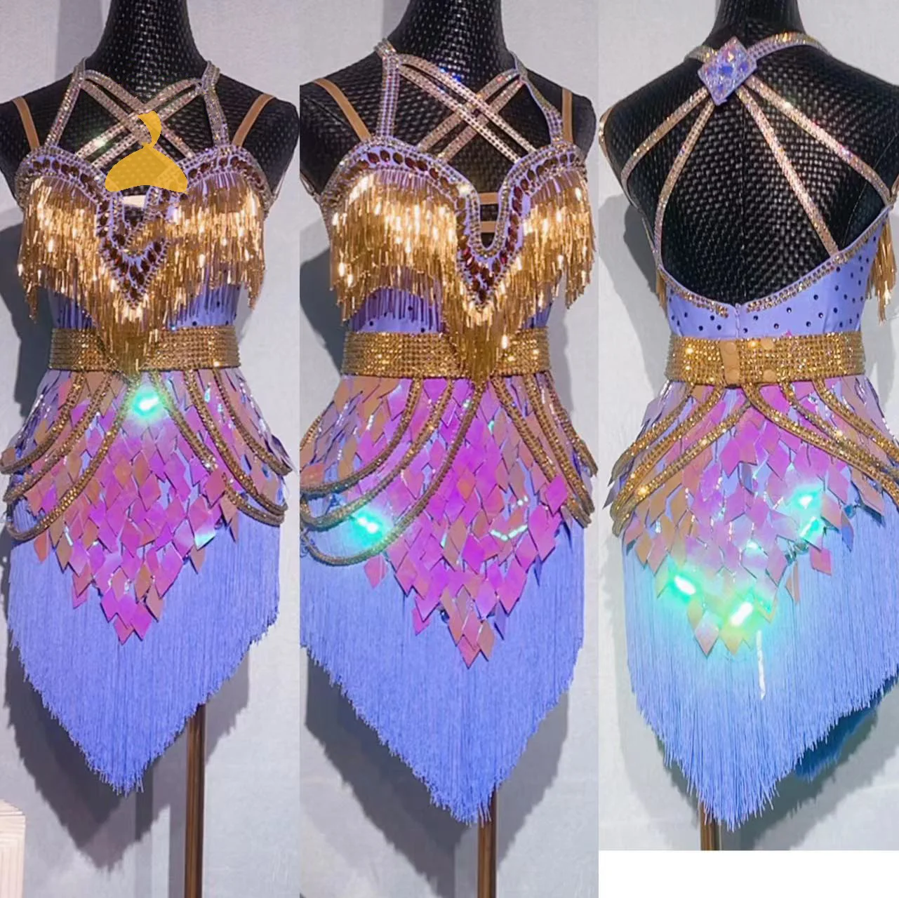 Latin-Dance-High-end-Custom-Full-Diamond-Sequins-Super-Flash-Dress-Cha ...