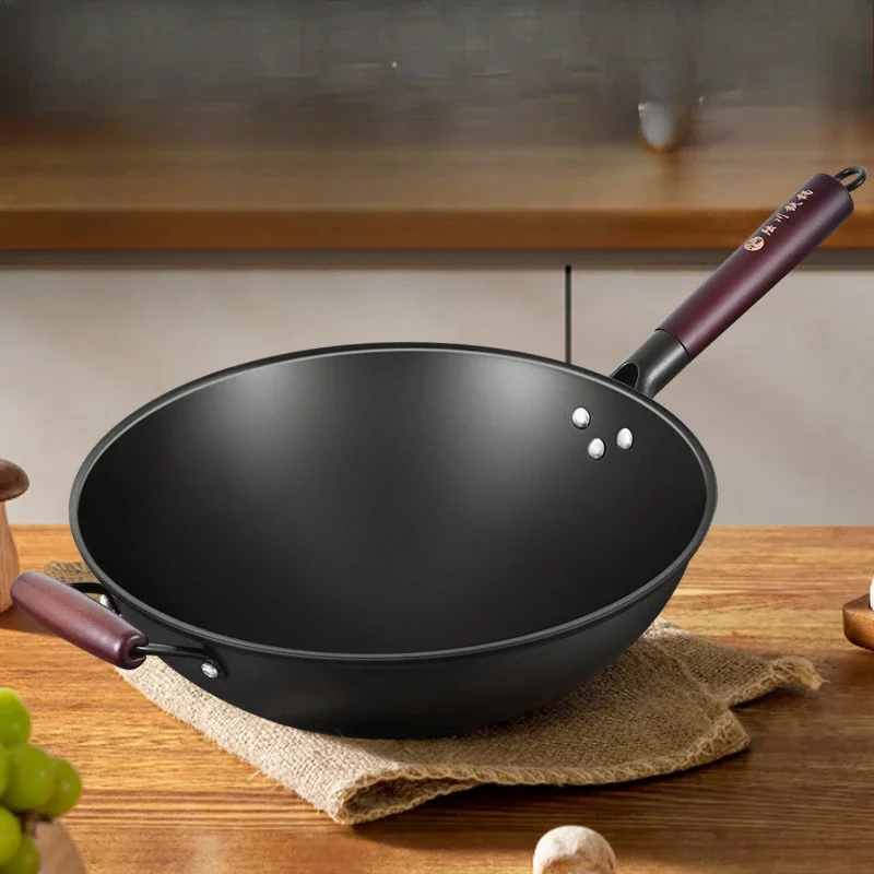 Round Bottom Wok, Home Healthy Uncoated Wok, Quick Heat Conduction and ...