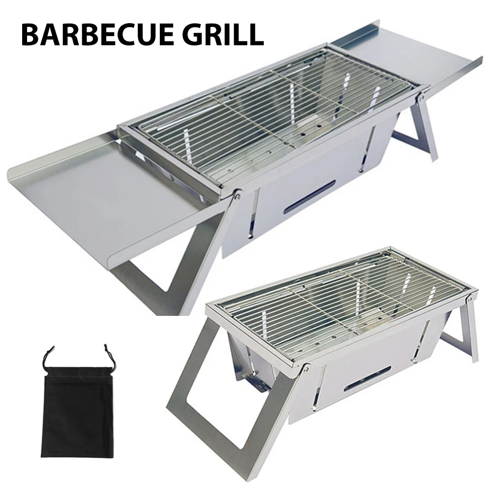 Stainless-Steel-Folding-Barbecue-Grill-For-Home-And-Outdoor-Charcoal ...