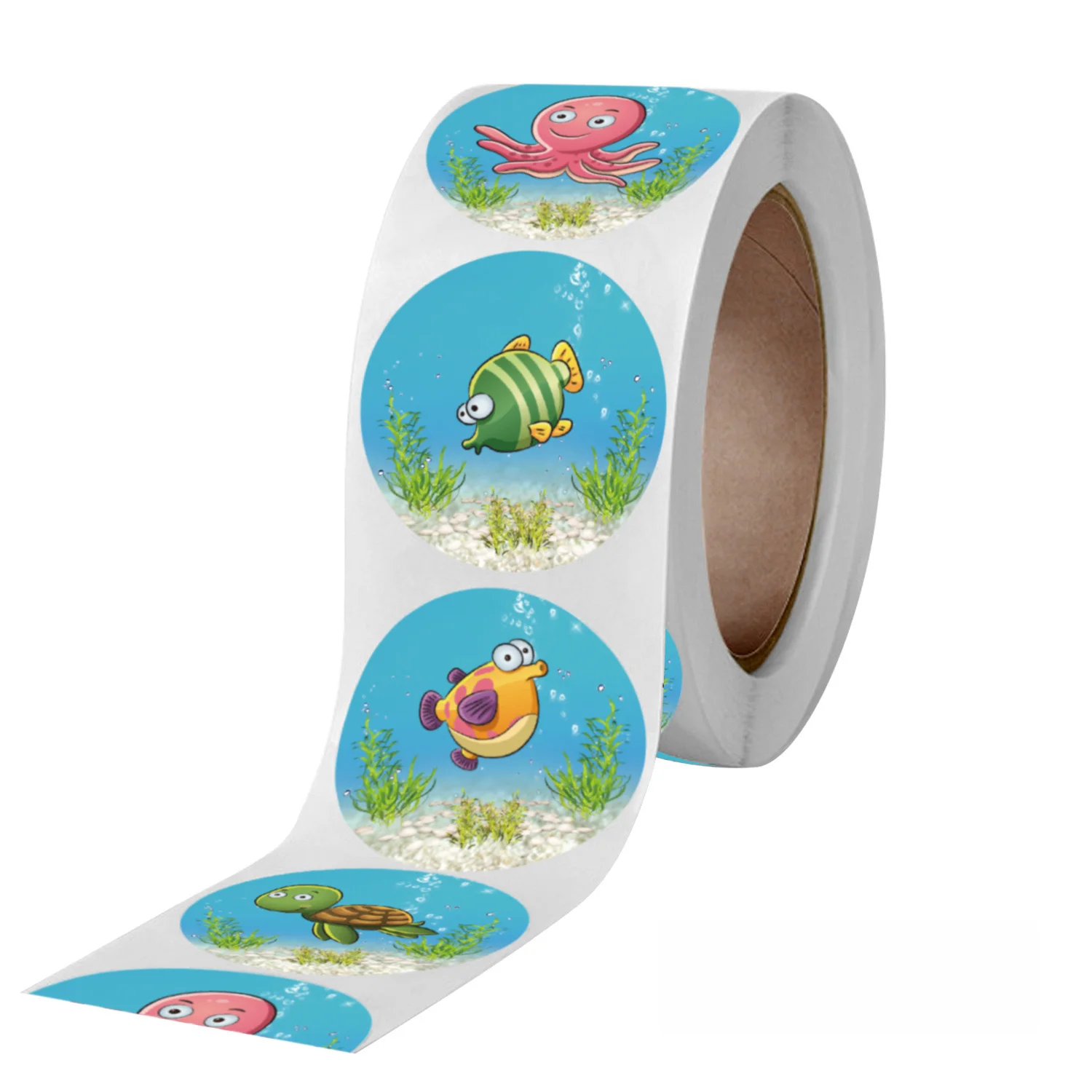 50-500pcs Cute Cartoon Sea fish Stickers For kids Children Reward Label ...
