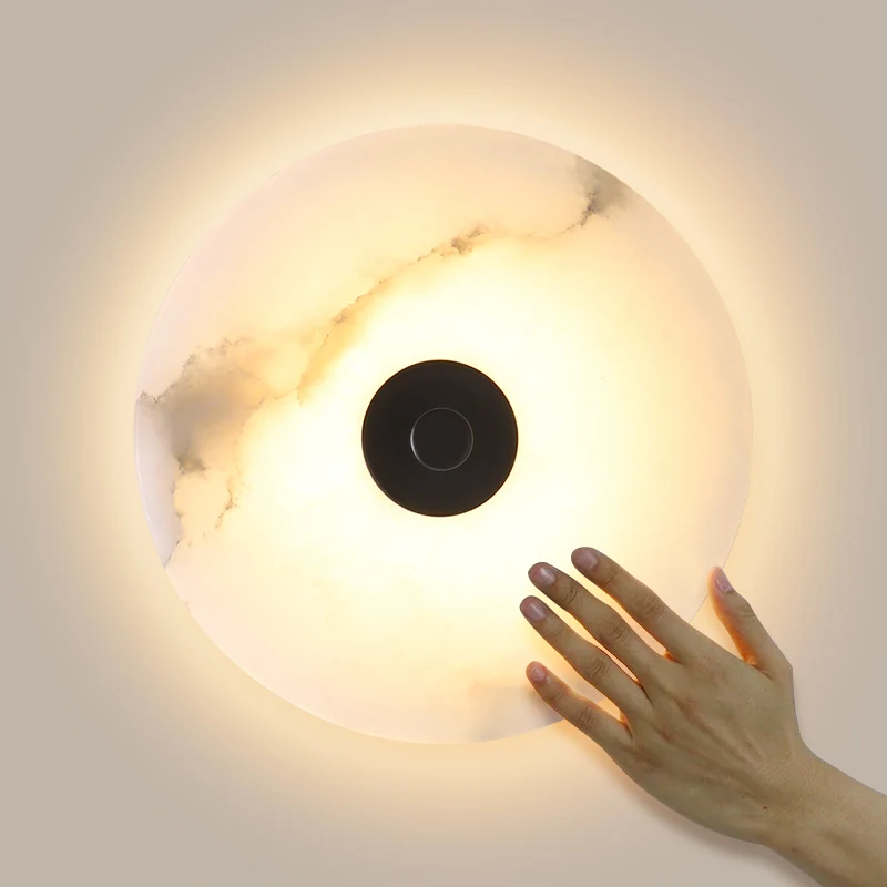 Round Led Wall Light Backlight Marble Lamp For Bedside Aisle Corridor ...
