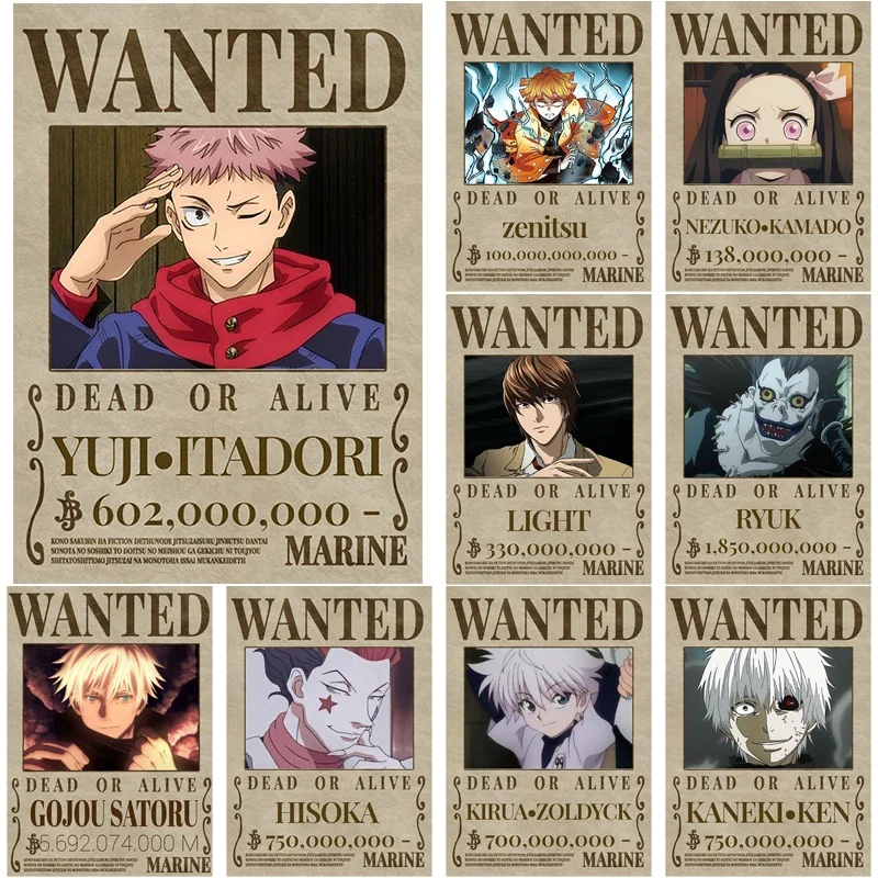 Yuji-Anime-Wanted-Poster-Retro-Jujutsu-Kaisen-Death-Note-Posters-Kraft ...