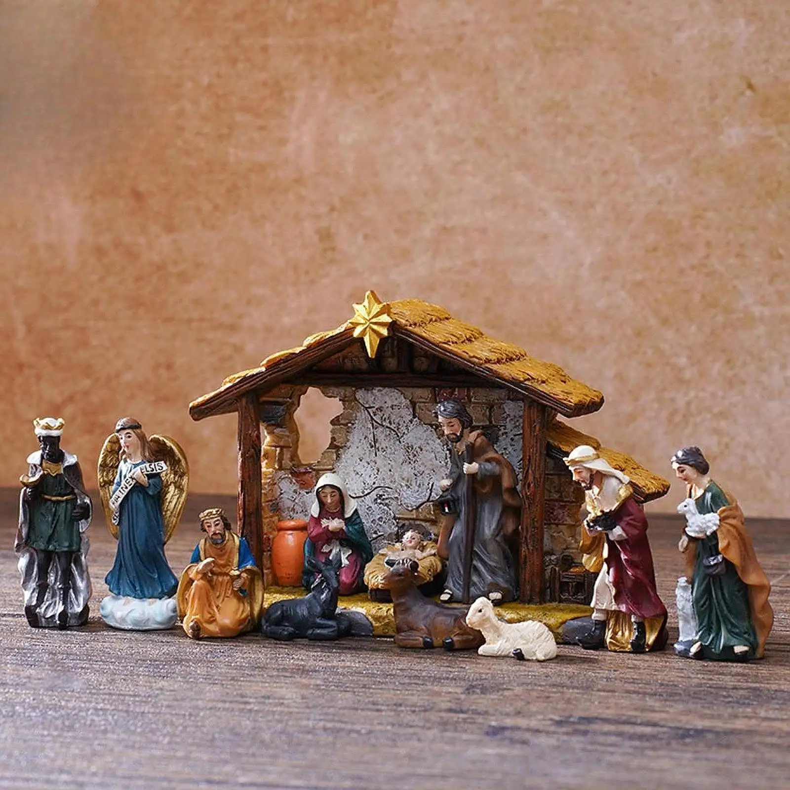 12pcs Christmas Nativity Figurines Set, Jesus Manger Scene Resin Craft ...