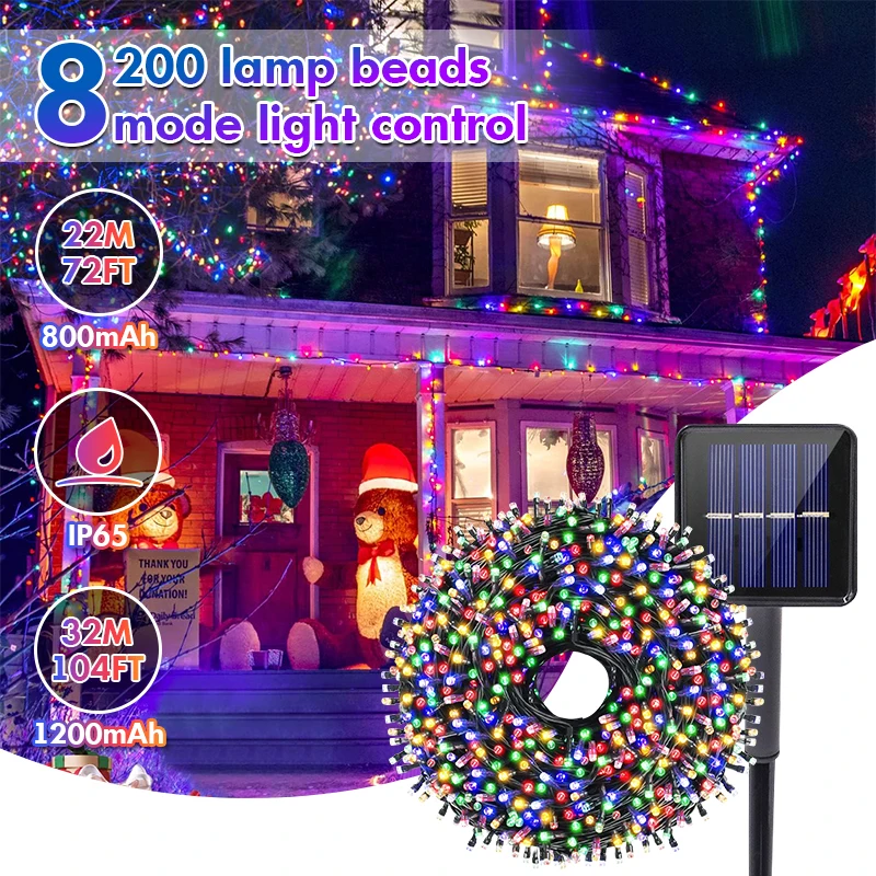 12-22-32M-Solar-LED-String-Lights-RGB-IC-Waterproof-Fairy-Lights ...