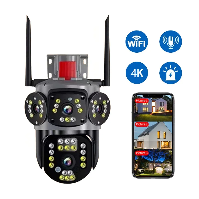 Three-screen-camera-HD-night-vision-outdoor-360-panoramic-wireless-wifi ...